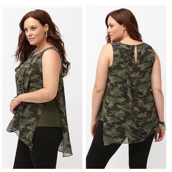 Lane Bryant | Tops | Lane Bryant Camouflage Sleeveless Tank Top Tunic ...